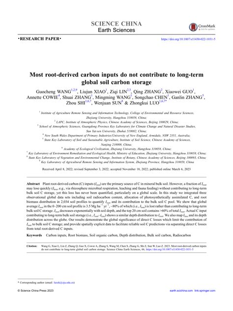 Pdf Most Root Derived Carbon Inputs Do Not Contribute To Long Term