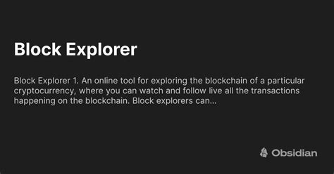 Block Explorer Obsidian Publish
