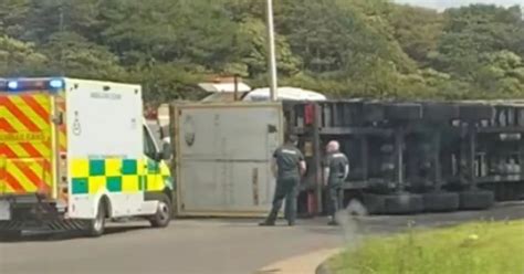 Lorry Overturns At Busy Scots Roundabout As Emergency Services Race To