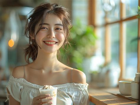 Premium Photo A Woman Holding An Ice Cream Cone
