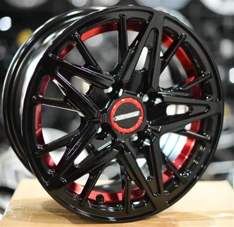 Llantas 13 Pase 4x100 Rayos Negro Detalle Rojo Estrella Cuotas Sin