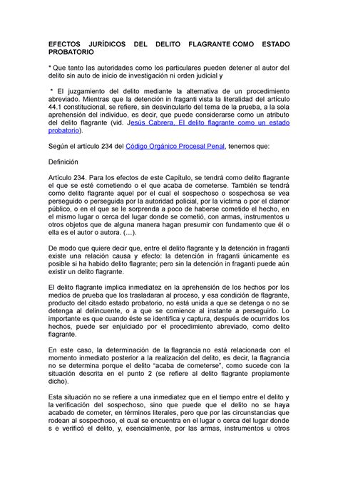Efectos Jurídicos Del Delito Flagrante Efectos JurÍdicos Del Delito