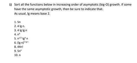 Solved 1 Sort All The Functions Below In Increasing Order