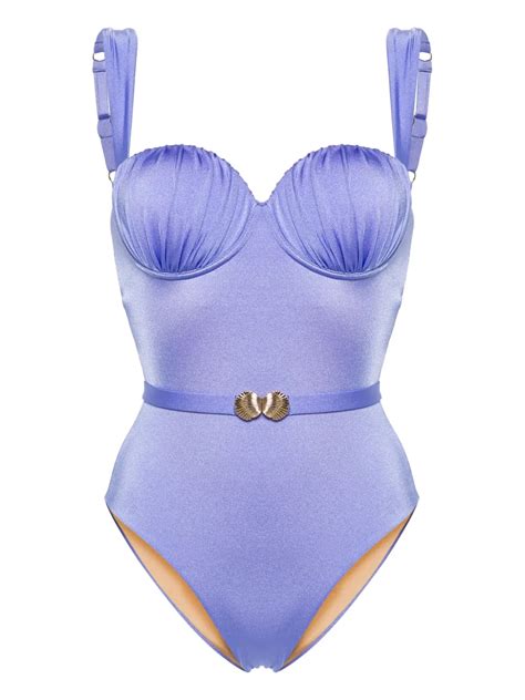 Noire Swimwear Belted Ruched Balconette Swimsuit Smart Closet