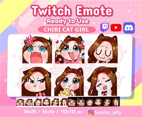 Twitch Emotes Brown Hair Blue Eyes Chibi Girl Twitch Etsy