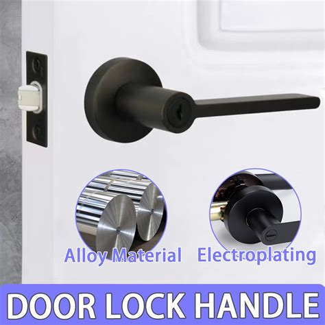 Handle Door Lock Tubular Lever Cylindrical Cylinder Zinc Alloy Tombol Room Modern Pintu Bilik
