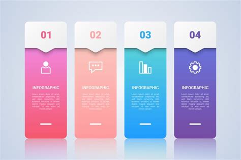 Plantilla de infografía colorida simple para negocios con etiqueta multicolor de cuatro pasos