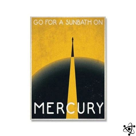 Poster Retro Planet Mercury Science Decor