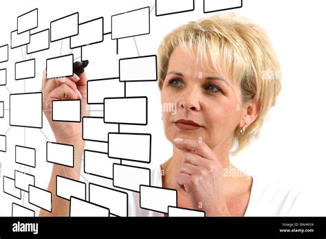 Woman Drawing A Mind Map Stock Photo Alamy