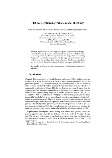 Pdf Flat Acceleration In Symbolic Model Checking