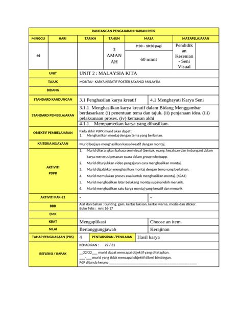 Rph Pdpr Minggu 46 Seni Pdf