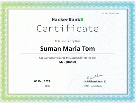 Suman Maria Tom On Linkedin I Successfully Cleared The Assessment For The Skill Sql Basic From