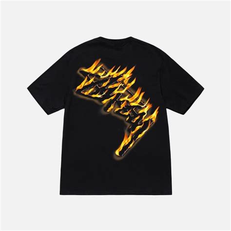 Áo Phông Stussy Burning Stock Áo Thun Stussy Logo Lửa Mặt Sau Form