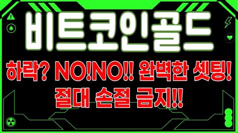 비트코인골드 하락 Nono 완벽한 셋팅 절대 손절 금지 Youtube