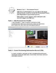 Lab3 Doc Business Case 1 Procurement Process Objectives In This
