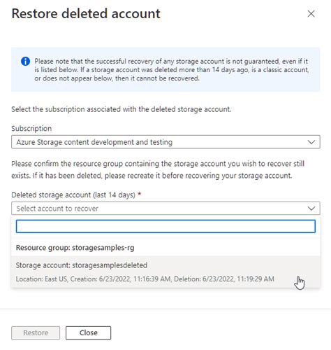 Recover A Deleted Storage Account Azure Storage Microsoft Learn