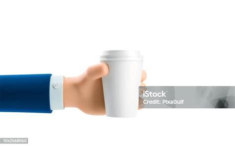 만화 사업가 캐릭터는 커피와 함께 종이컵을 들고 있다 3d 그림입니다 3차원 형태에 대한 스톡 사진 및 기타 이미지 3차원 형태 금융 기업 비즈니스 Istock