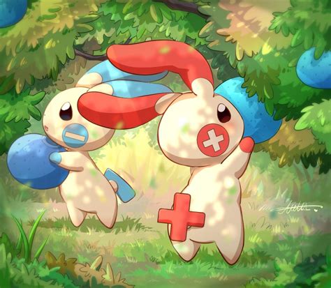 Plusle And Minun Pokemon Drawn By Moxaryu Danbooru