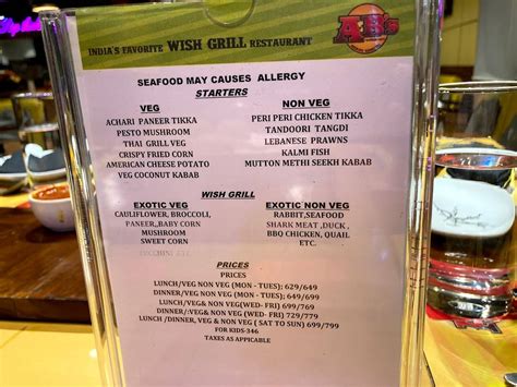 Menu At Abs Absolute Barbecues Shridevi Park Chennai Chennai