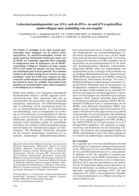 Pdf Laboratory Diagnosis Of Ana Anti Dsdna And Anti Ena Antibodies