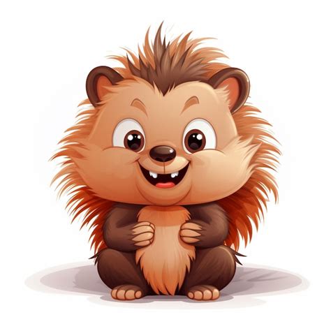 Premium Ai Image Porcupin 2d Cartoon Vector Illustration On White