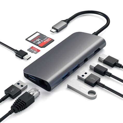 Satechi Usb C Multimedia Adapter 4k Hdmimini Displayport Gigabit Ethernet Space Grey