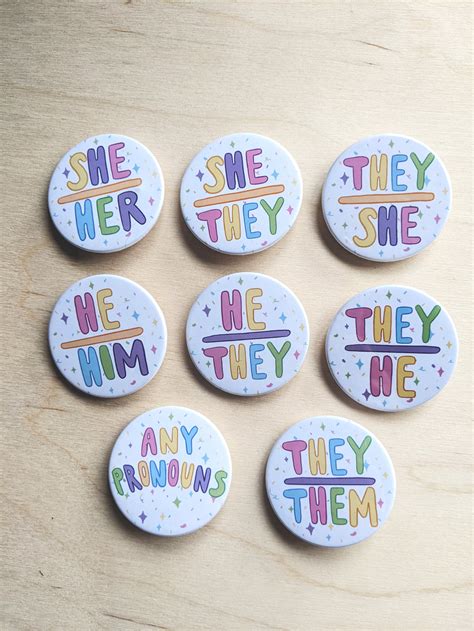 Pronoun Badges — Theo Blue Illustration