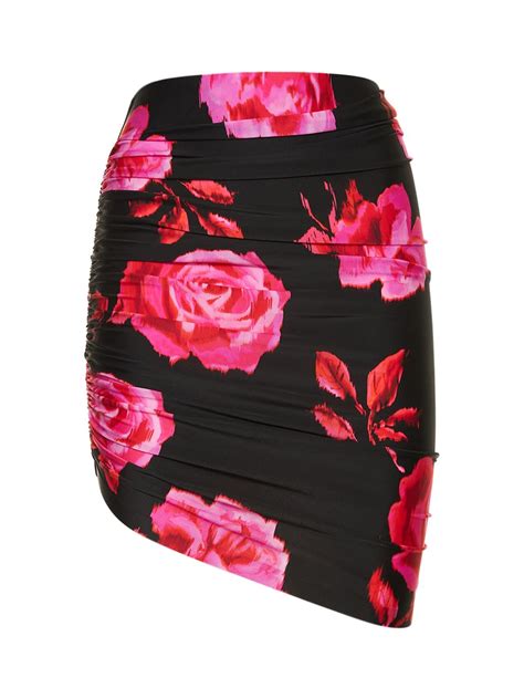 The Andamane Jamelia Lycra Printed Mini Skirt In Black Pink Modesens