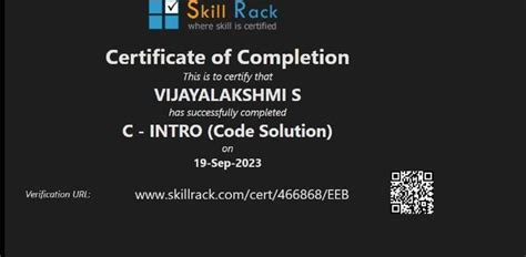 Vijayalakshmi S On Linkedin Skillrack Cprogramming Introtoc