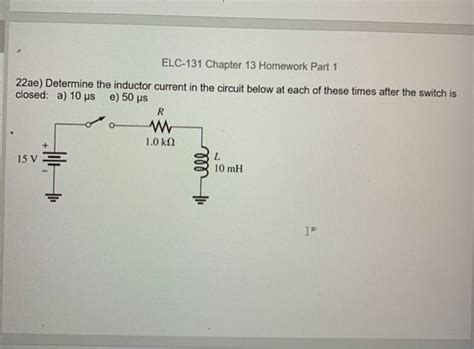 Solved Question Elc Chapter Homework Part Ae Determine