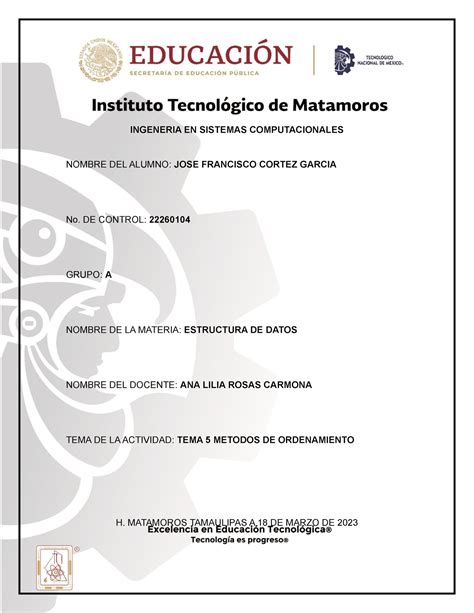 T Estructura D Unidad Ingeneria En Sistemas Computacionales Nombre Del Alumno Jose