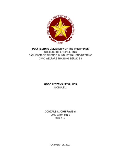 Cwts Module 1 Activity Good Citizenship Values Pdf Empathy Emotions