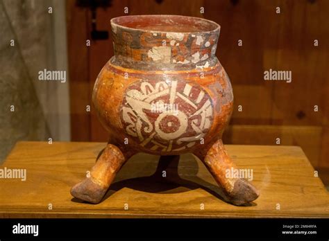 Pre Hispanic Three Legged Zapotec Funerary Ceramic Polychrome Pot