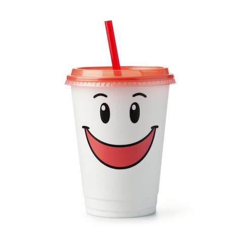 Premium Ai Image Soda Cup With A Straw And A Happy Expression Cartoon