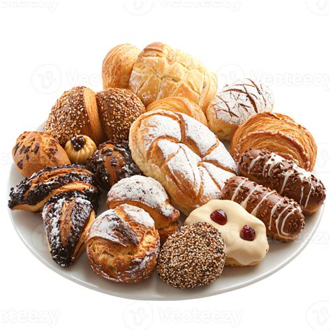 Assorted Delicious Baked Goods Pastries Breads And Sweet Treats On