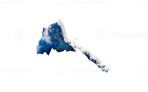 3d Deep Blue Water Eritrea Map Shaded Relief Texture Map On White
