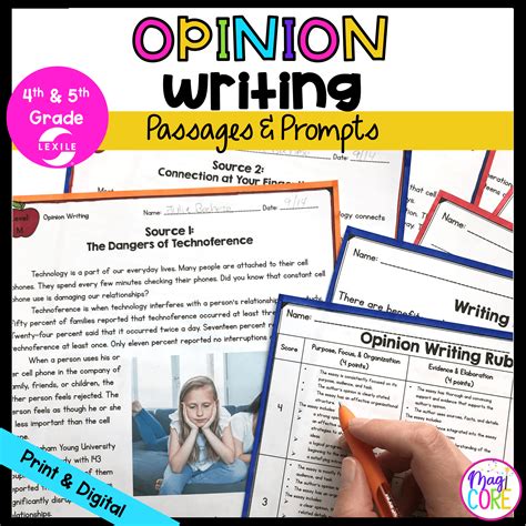 Opinion Writing Passages And Prompts With Lexile Levels 4th And 5th