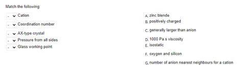 Solved Match The Following Cation Coordination Number A