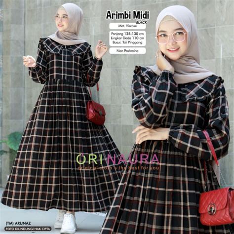Jual Gamis Teta MIDI DRESS TETA MOTIF KOTAK TERVIRAL Gamis Kotak Kotak Terbaru Gamis