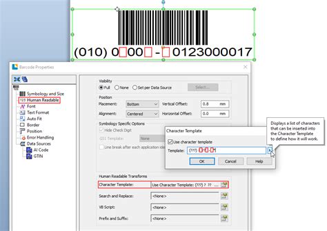 How To Add Spaces In The Human Readable Text Of A Barcode Object Bartender Support Portal