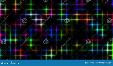 A Square Grid Of Multi Colored Neon Lines And Crosshairs Flaring Up And
