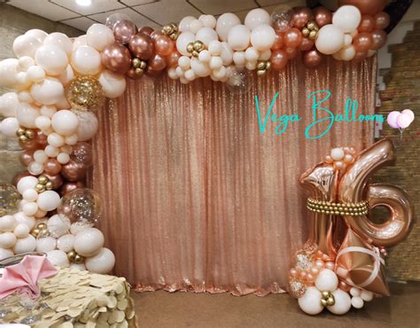 Sequin Curtain Backdrop With Organic Arch Rosegold 8 Ft X 10 Ft Vega