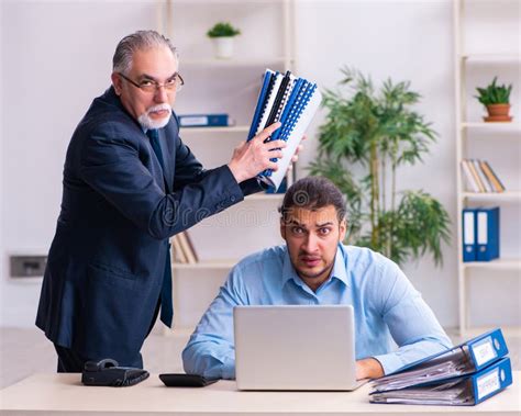 Old Boss And His Young Assistant In The Office Stock Image Image Of