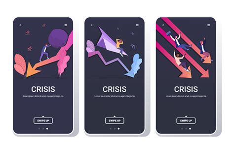 설정 사업가 금융 위기 충돌 프로젝트 하향 그래프 비즈니스 실패 개념 컬렉션 전체 길이 스마트 폰 화면 모바일 앱 수평에 대해 좌절 개념에 대한 스톡 벡터 아트 및 기타