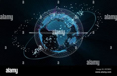 3d Animation Of Earth With Orbit Rings And Particular Sphere Rotating Planet On Stock Video