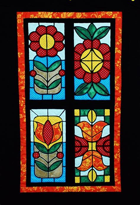 Quilted Wall Hanging With Stained Glass Applique Embroidery Advanced