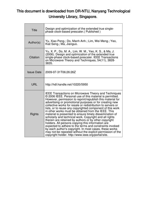 Pdf Design And Optimization Of The Extended True Single Phase Clock Based Prescaler
