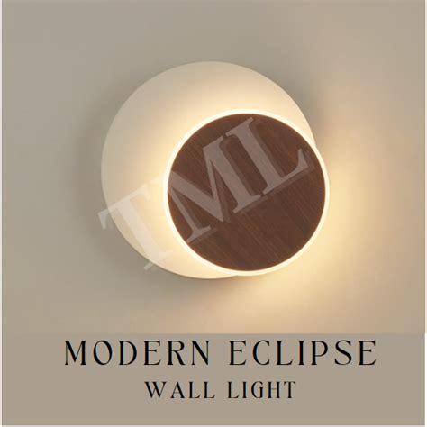 Modern Japanese Wood Printing Eclipse Wall Light 6W Tri Tone Tone
