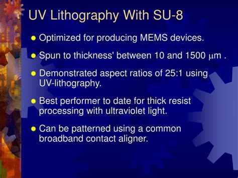 Ppt Producing Ultra High Aspect Ratio Su 8 Structures With Optical Lithography Powerpoint