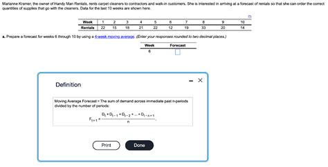 solved definition moving average forecast the sum of